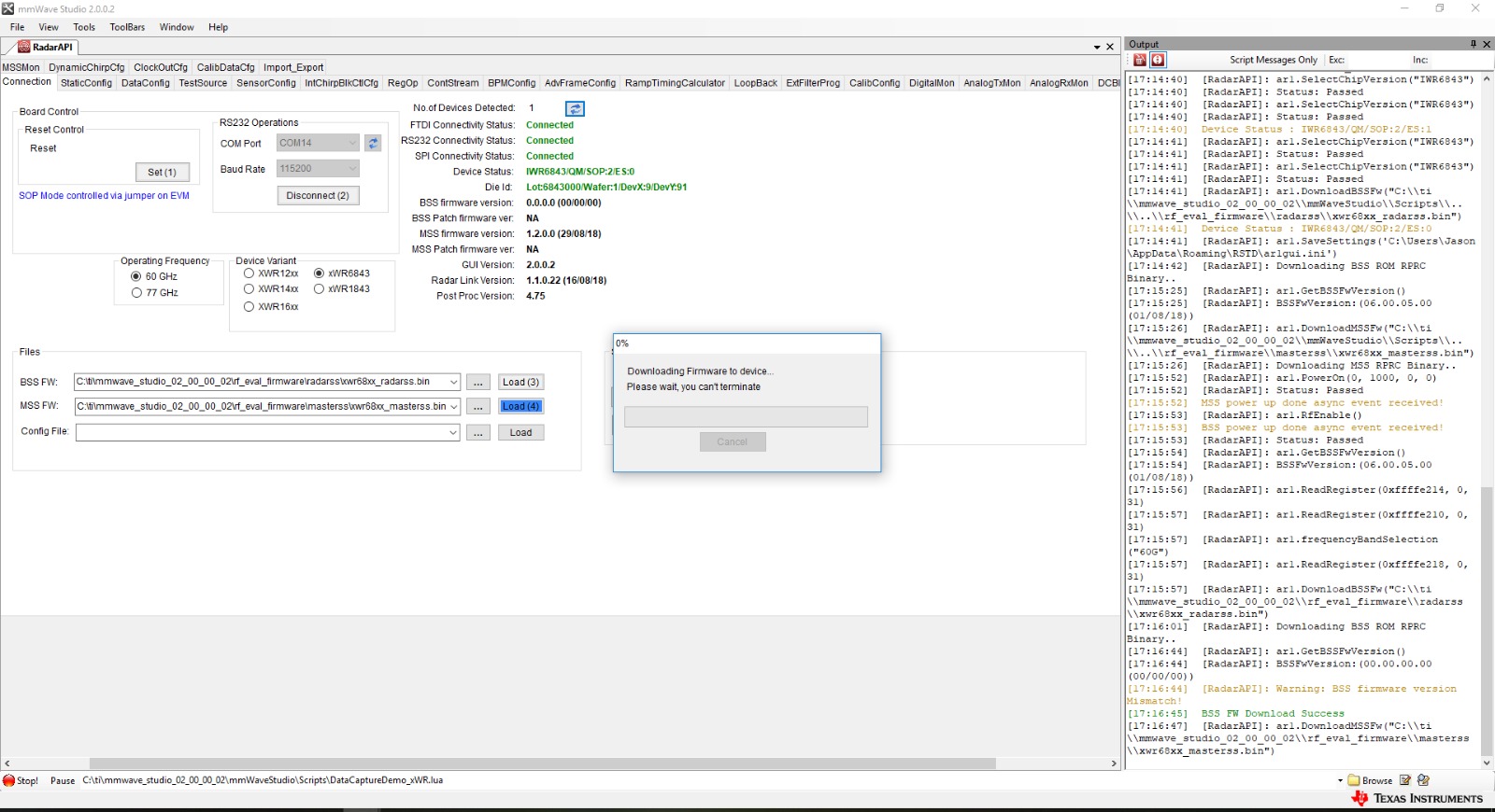 IWR6843ISK: Using IWR6843ISK with mmWaveICboost and DCA1000EVM to obtain waveform - Sensors ...