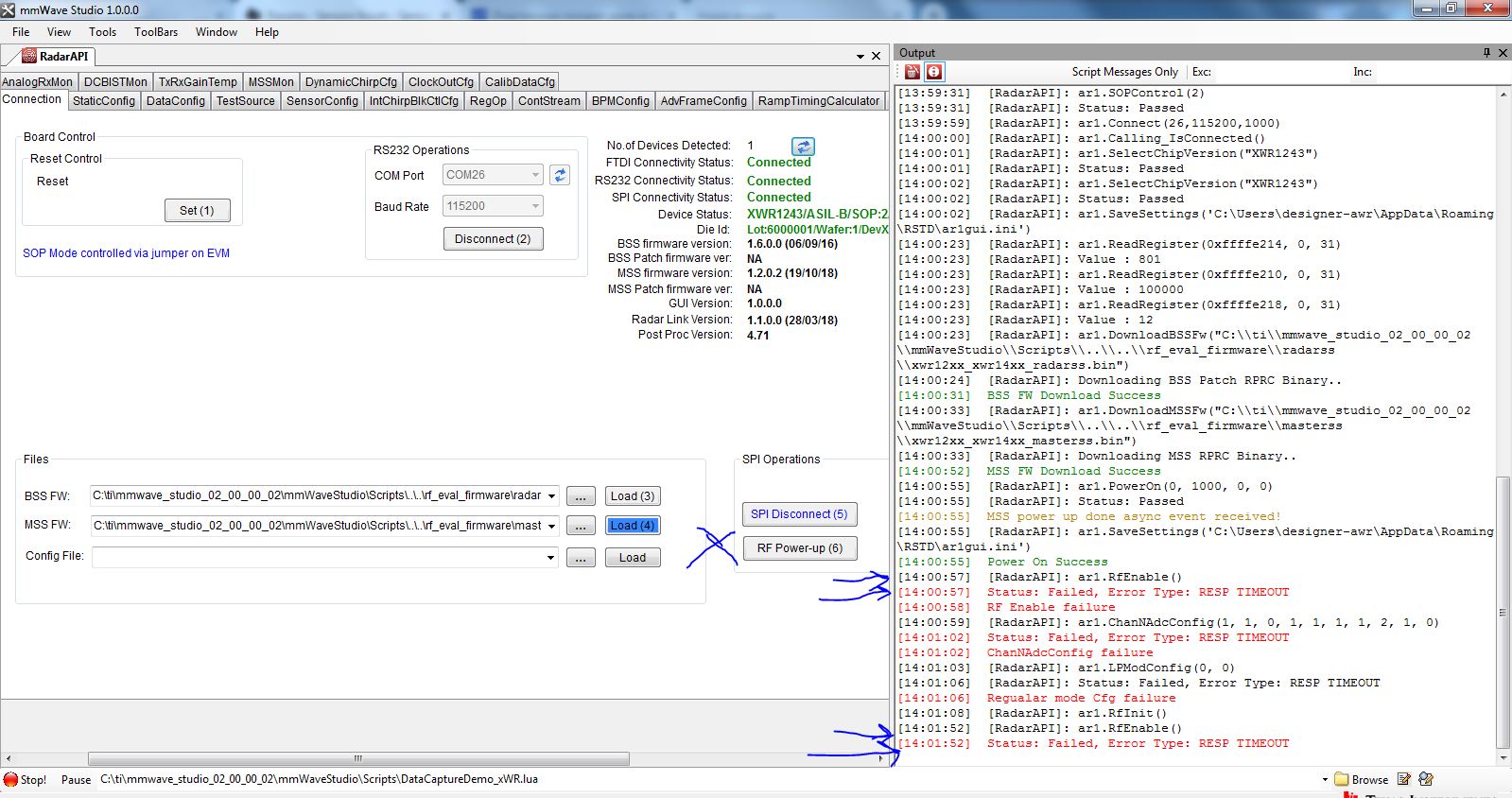 AWR1243BOOST: No Power up of AWR1243 BOOST : Wrong MSS , BSS firmware?? - Sensors forum ...
