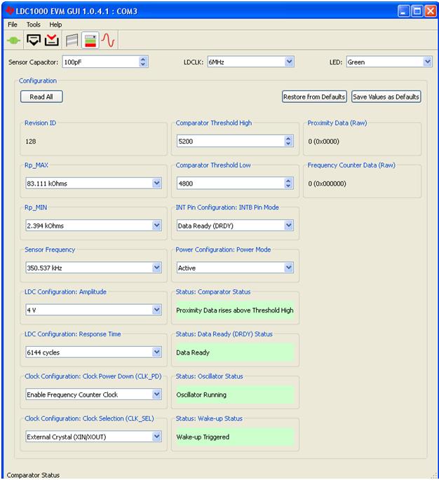 Ldc1000 Evm Configuration Settings Sensors Forum Sensors Ti E2e