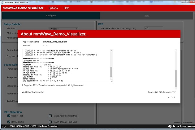 IWR1443BOOST: mmwave Demo Visulizer app version - Sensors forum - Sensors - TI E2E support forums