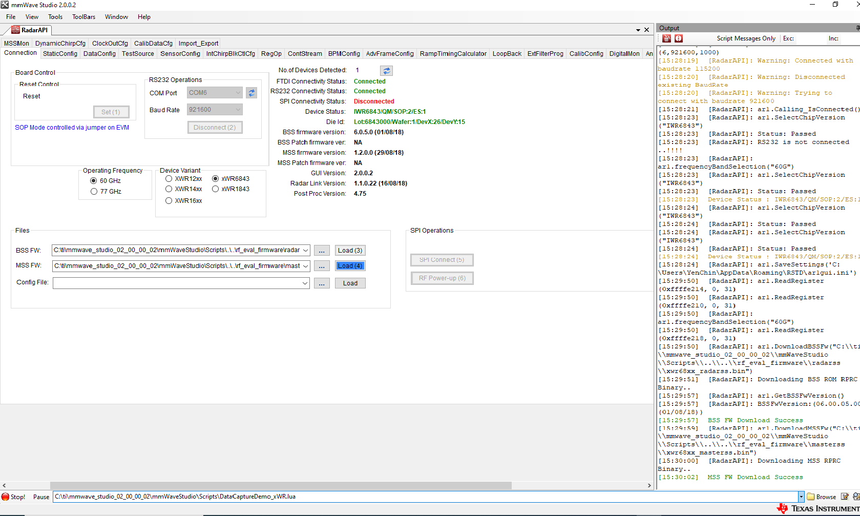 IWR6843: DAC1000EVM SPI connection problem with mmWave Studio - Sensors forum - Sensors - TI E2E ...