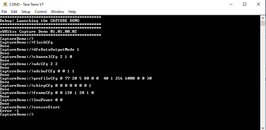 CCS/AWR1642BOOST: capture demo - Sensors forum - Sensors - TI E2E support forums