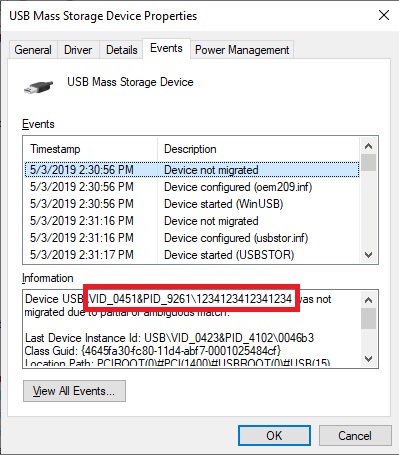 TUSB9261: Serial number authorized values - Interface forum - Interface - TI E2E support forums