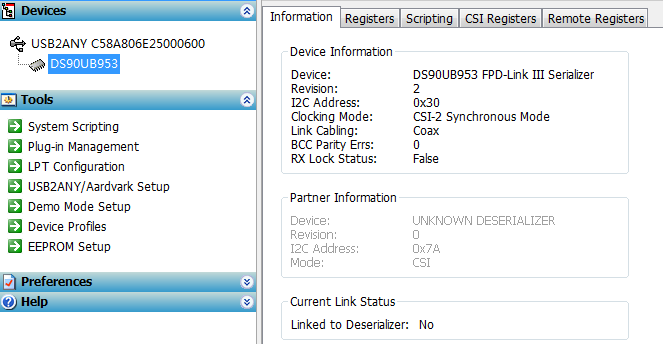 DS90UB954-Q1EVM: DS90UB954-Q1EVM : ALP recognize 954 as unknown device - Interface forum ...
