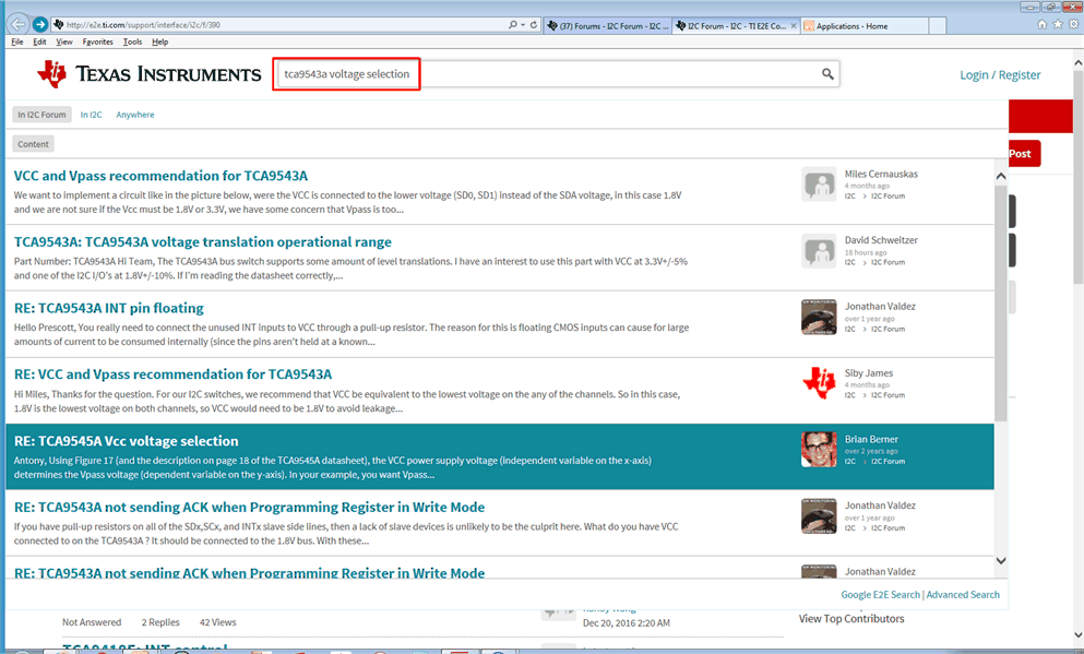 Tca9543a Tca9543a Voltage Translation Operational Range Interface Forum Interface Ti E2e