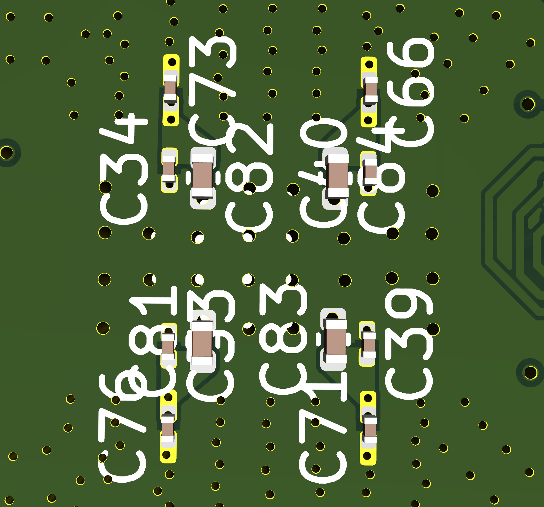 DS320PR810: Decoupling and stitching capacitators near the VCC pins ...