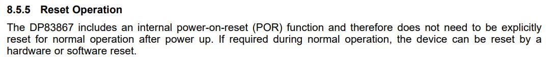 DP83867IR: Power on Reset - Interface forum - Interface - TI E2E support forums