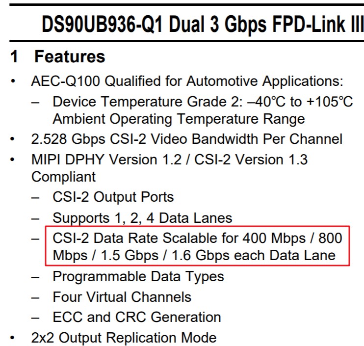 DS90UB936-Q1: Data Rate for 1.5Gbps - Interface forum - Interface - TI E2E support forums