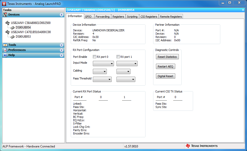 DS90UB954-Q1EVM: Need profiles and scripts with DS90UB954/953-Q1 EVM - Interface forum ...