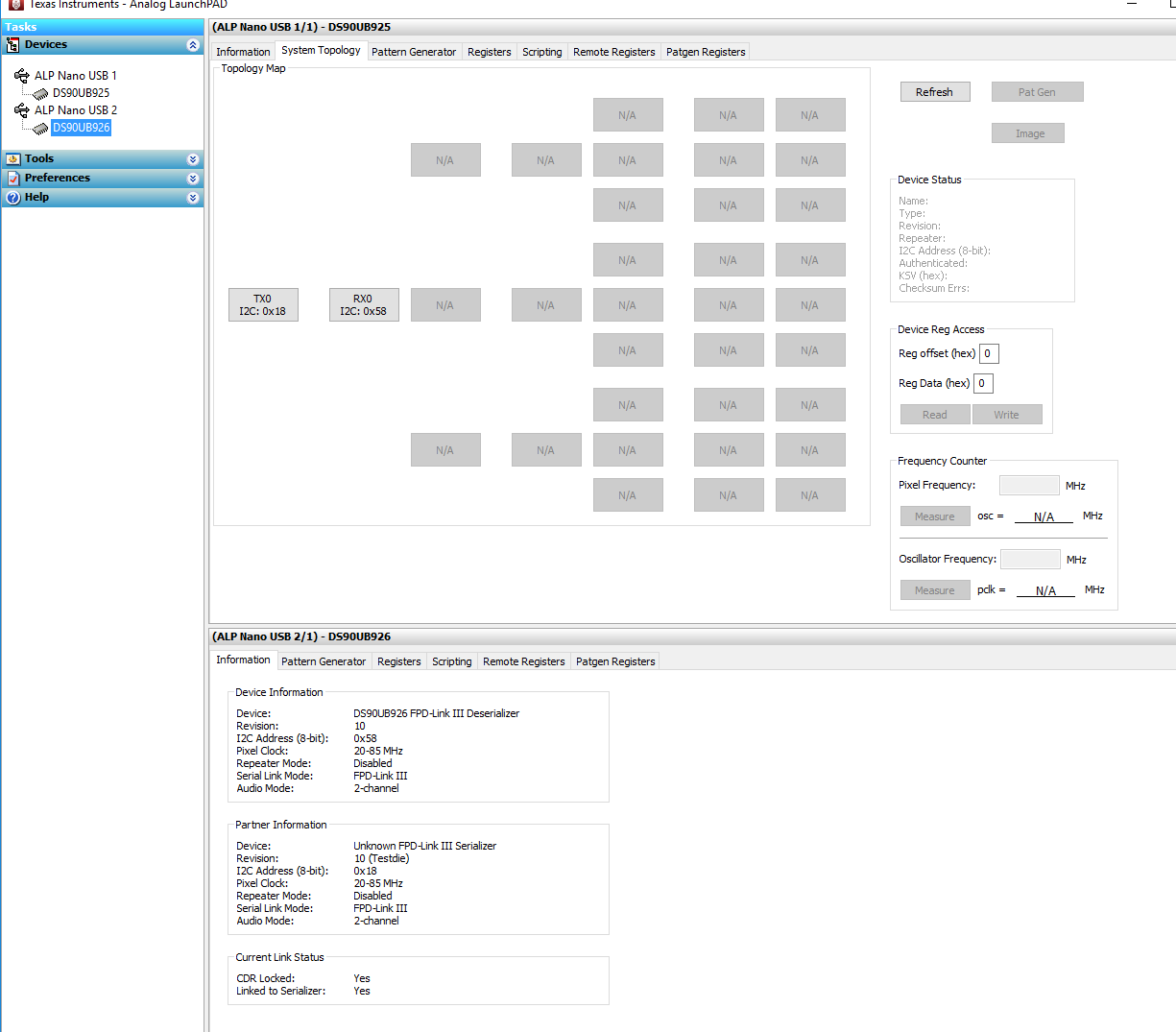 ALP: Analog launch pad issue when DS90UB925Q-Q1 and DS90UB926Q-Q1 are connected to a single PC ...