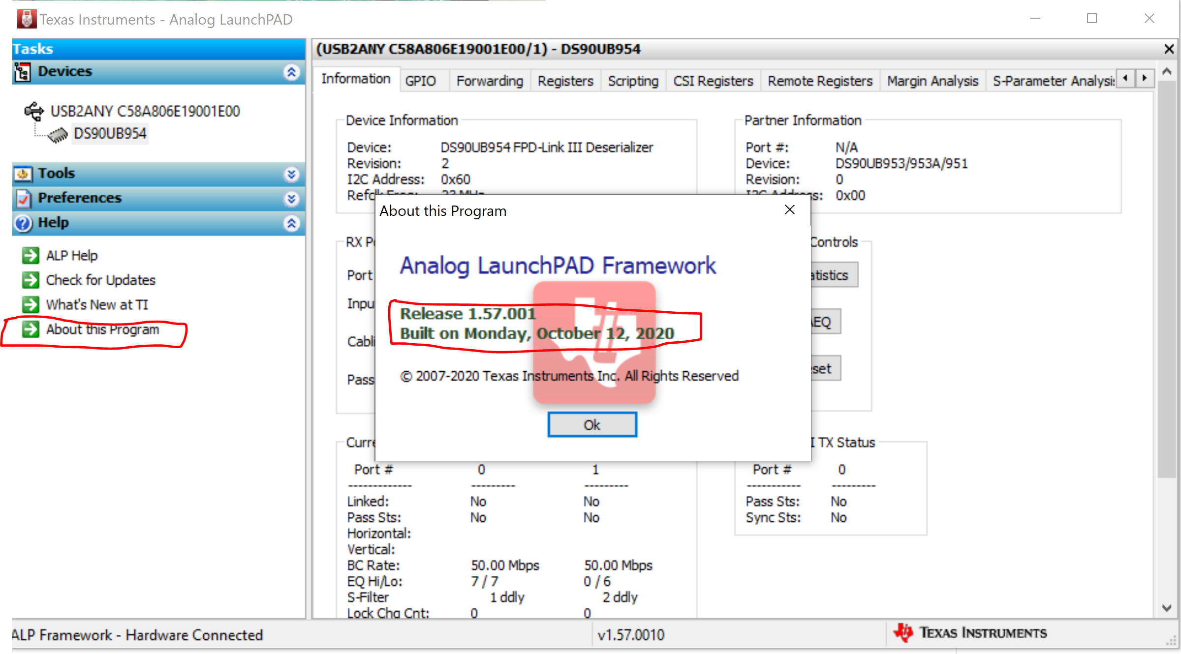 DS90UB954-Q1EVM: Unknown Deserializer - Interface forum - Interface - TI E2E support forums