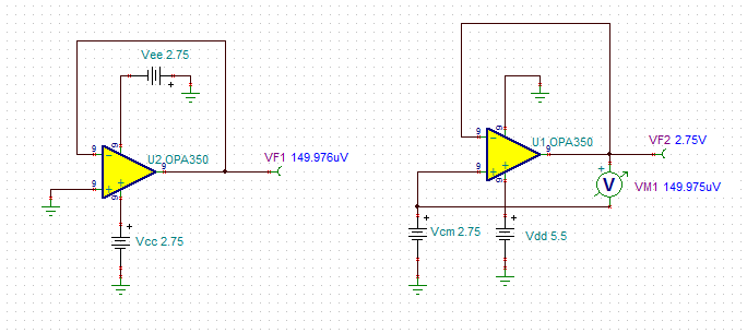 TINA/Spice/OPA350: Vos - Simulation issue - Amplifiers forum ...