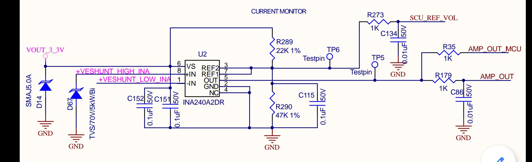 INA240-Q1: INA240A2 Reference volt shift While applying Load current - Amplifiers forum ...
