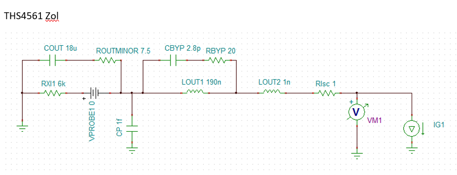 Ths4551 Tina Model Open Loop Differential Output Impedance Shift In