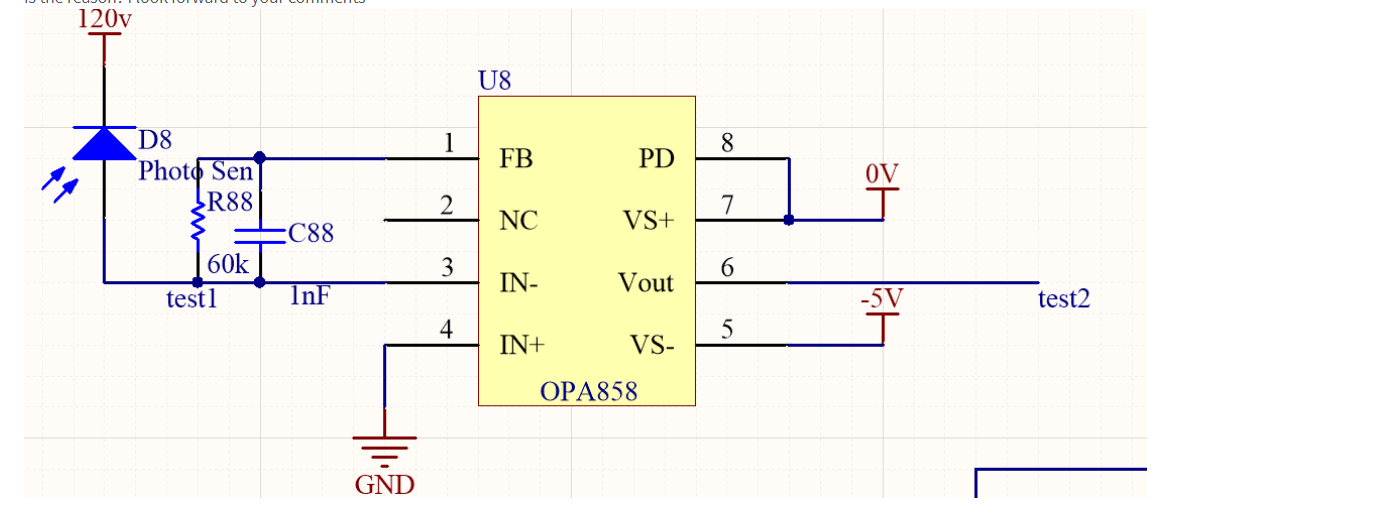 OPA858: Why is there voltage at the input side of the amplifier without input - Amplifiers forum ...