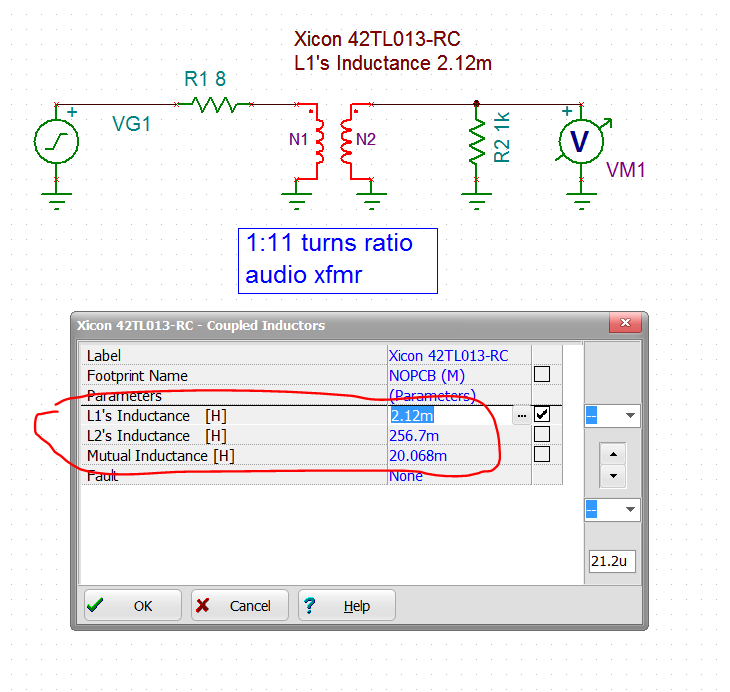 TL082: Trying to use transformer in my TINA TI simulation - got errors ...