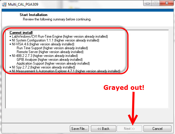 Multi-Cal-System Basic Starter Kit cannot install software and cannot ...
