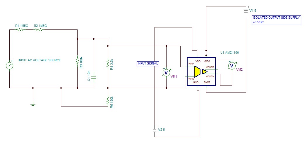 TINA/Spice/AMC1100: HARMONIC DISTORTION WHEN VOLTAGE MEASUREMENT USING ...