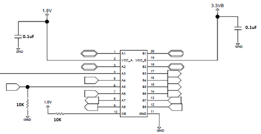 TXB0108: Powered from 3.3V, pull-up to 5V ? - Logic forum - Logic - TI E2E support forums