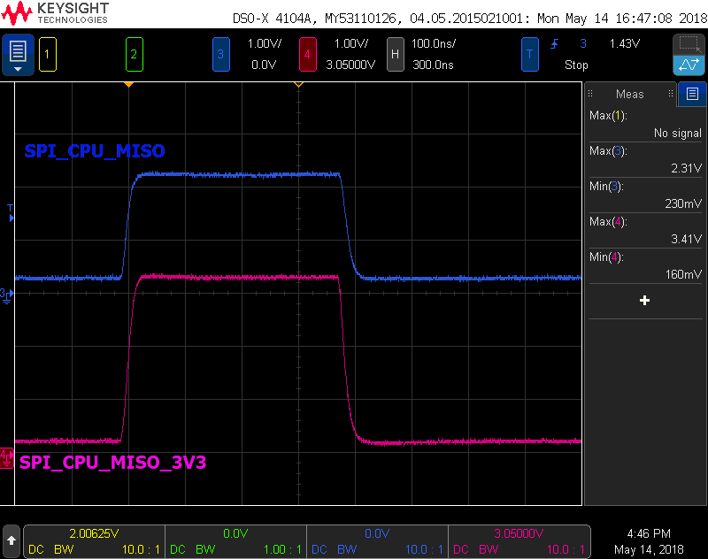 Lsf0108 Unexpected Voltage Level For Spi Miso Signal Logic Forum Logic Ti E2e Support Forums
