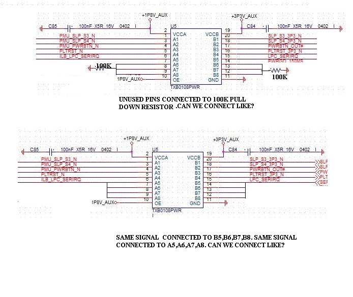 TXB010B UNUSED PINS CONNECTIONS - Logic forum - Logic - TI E2E support forums