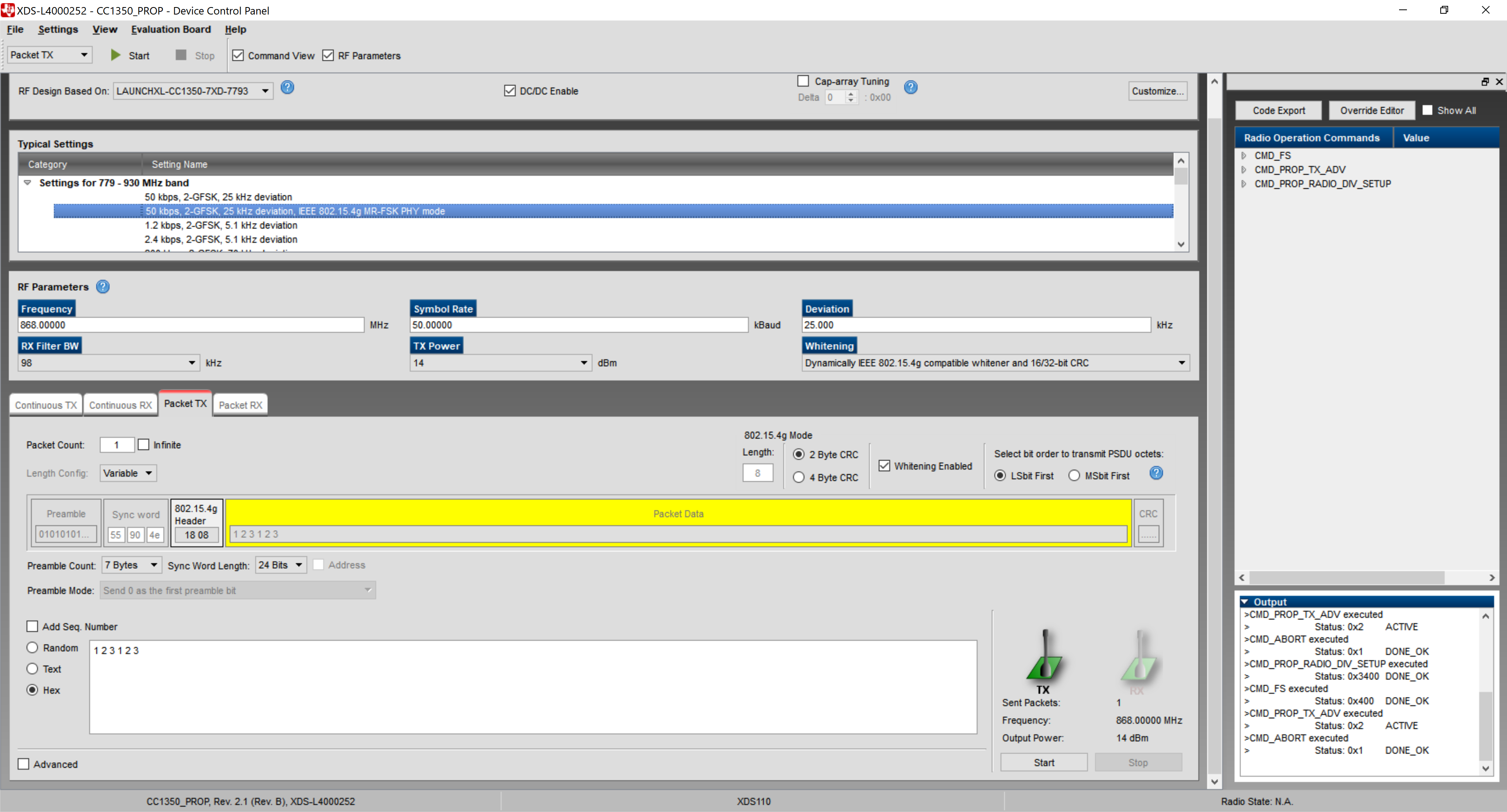 Cc1310 How To Config Rfpacketrx Example Project To Get The On The Air Packets Of Ti 154 Stack