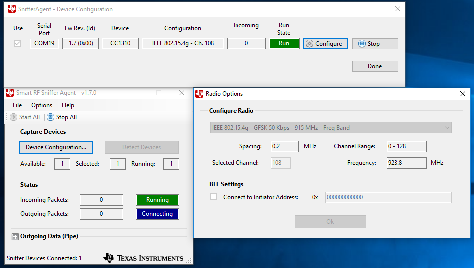 LAUNCHXL-CC1310: How to configure the [SmartRF Packet Sniffer 2] to ...