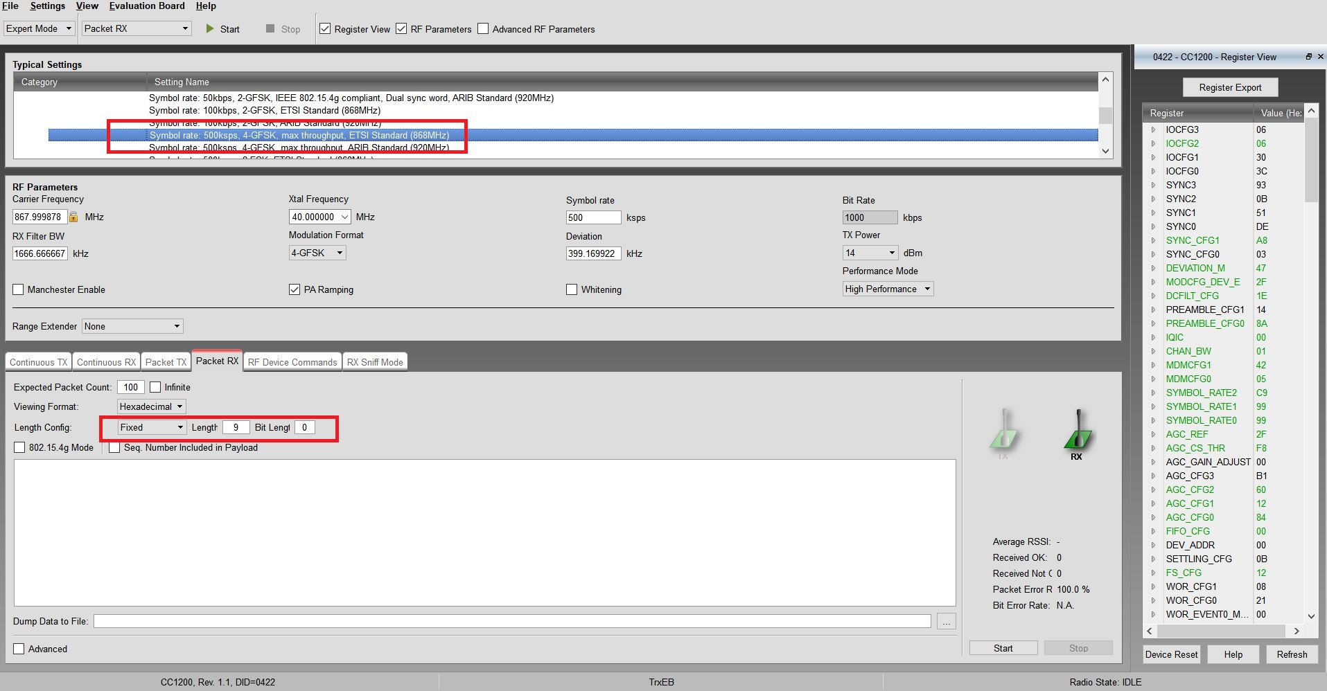 CC1200: Randomly reading faulty values from the RX FIFO - Sub-1 GHz ...