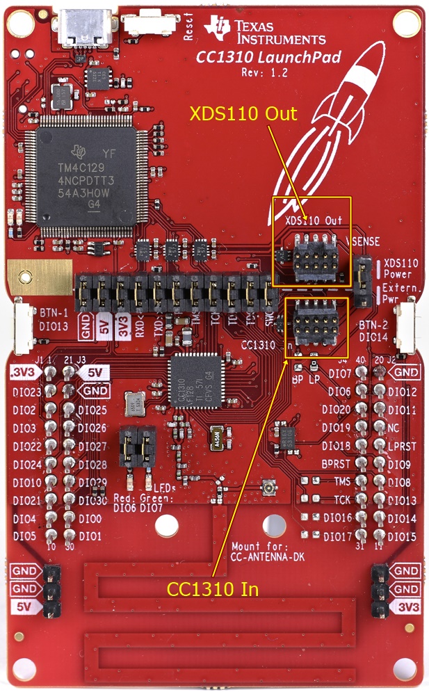 LAUNCHXL-CC1310: Pinout of XDS110 Out and CC1310 In - Sub-1 GHz forum - Sub-1 GHz - TI E2E ...