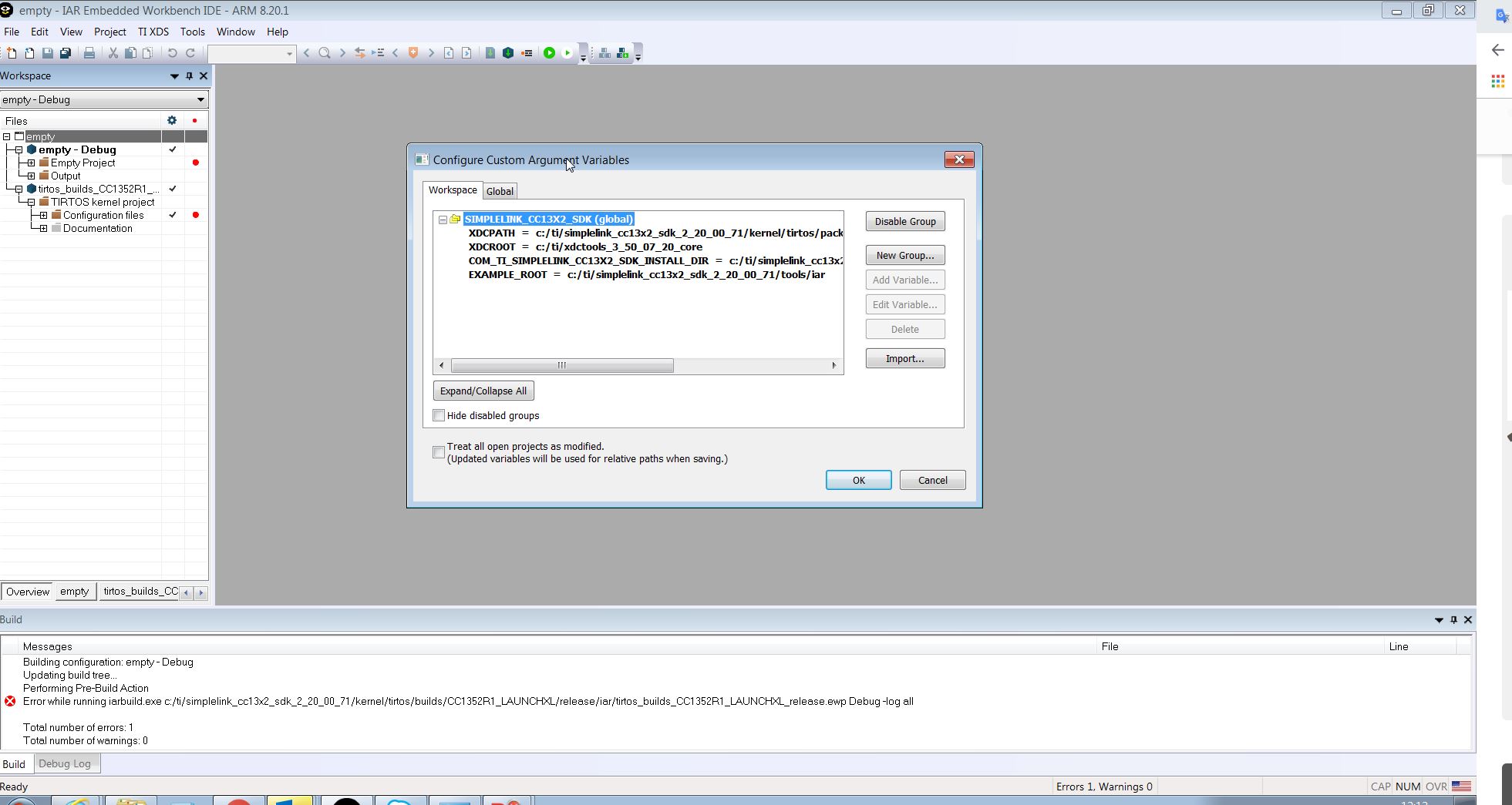 Compiler/CC1310: Error compiled cc1310 project with IAR v8.30.1 - Sub-1 ...