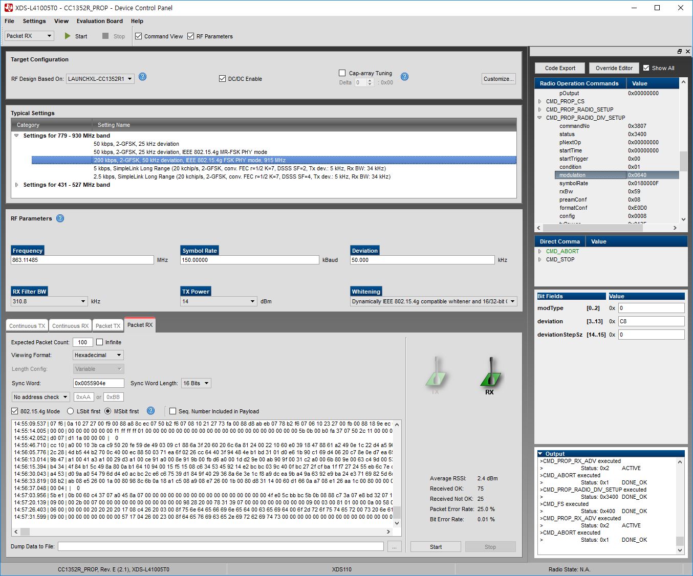 CC1352P: How to set up Radio command for Rx or Tx on WI_SUN FAN - Sub-1 ...