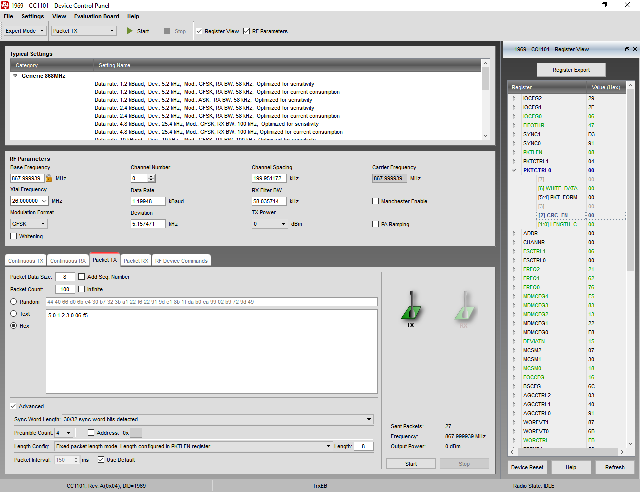 Cc1101 Send Data From Transmitter With Crc Disabled To Receiver With Crc Enabled Sub 1 Ghz