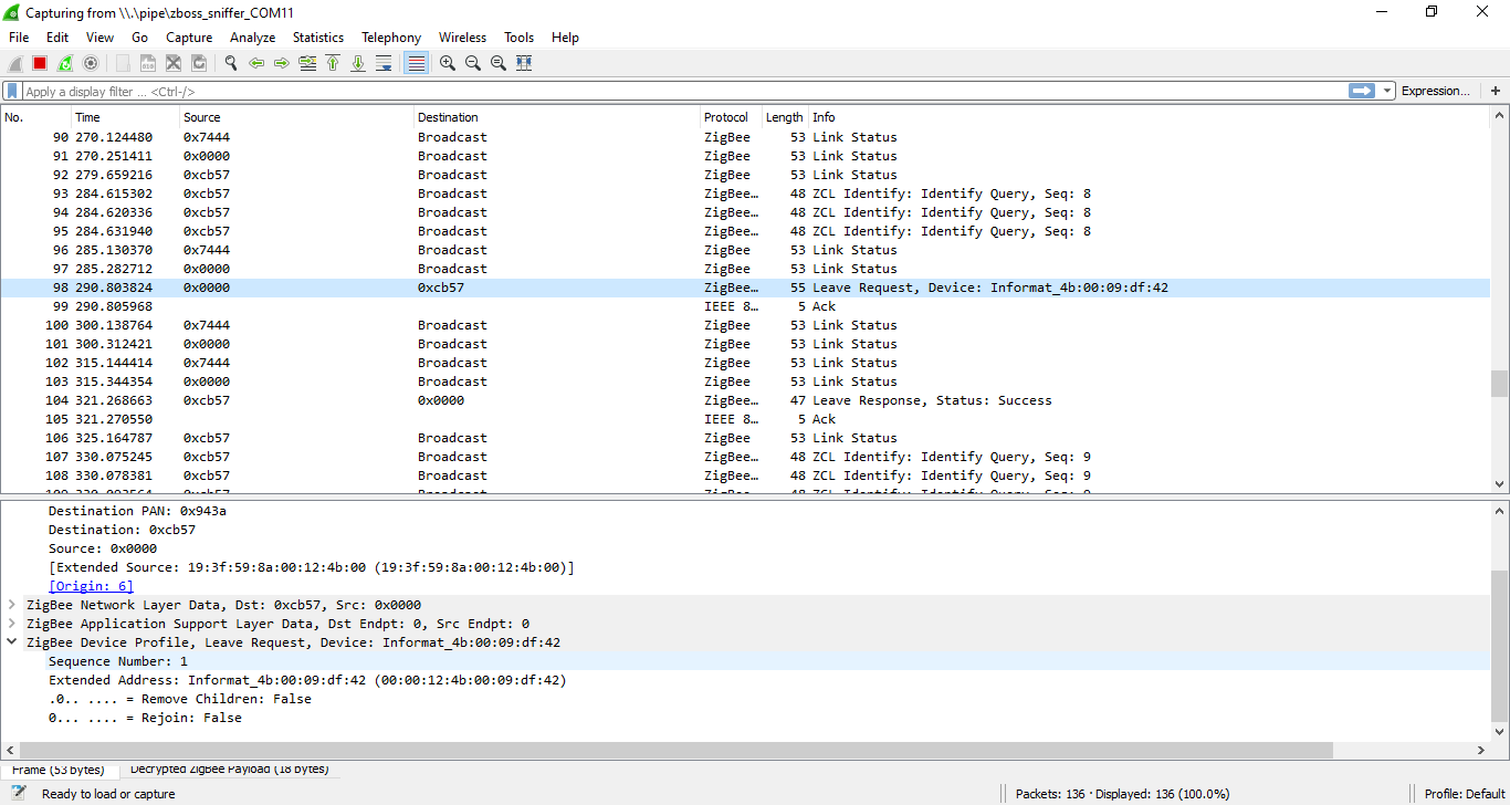 Cc2538 Unable To Remove Device Using Zdomgmtleavereq On Znp Host