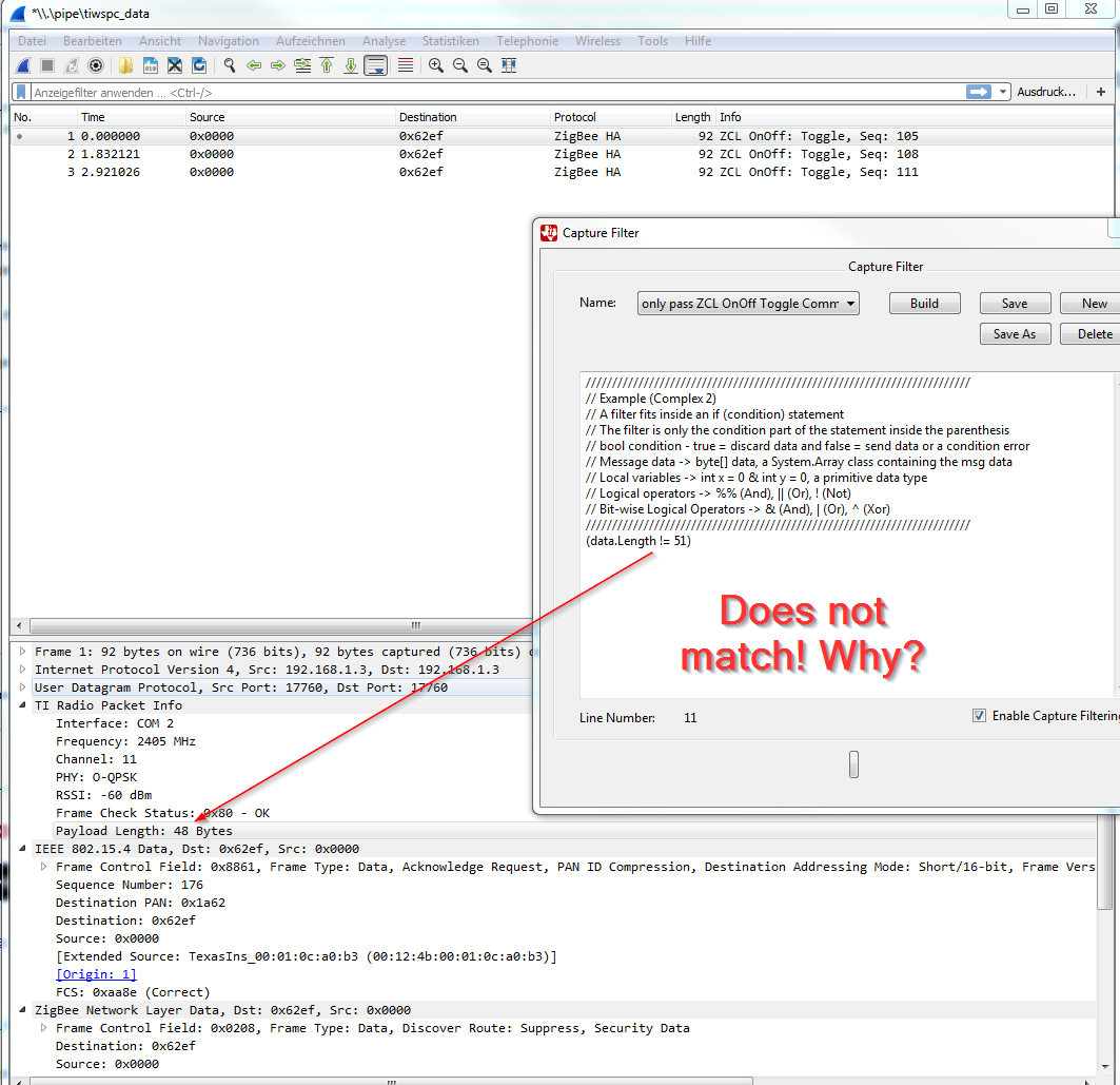 LAUNCHXL-CC2650: SmartRF Sniffer Agent - Capture Filter- does not work ...