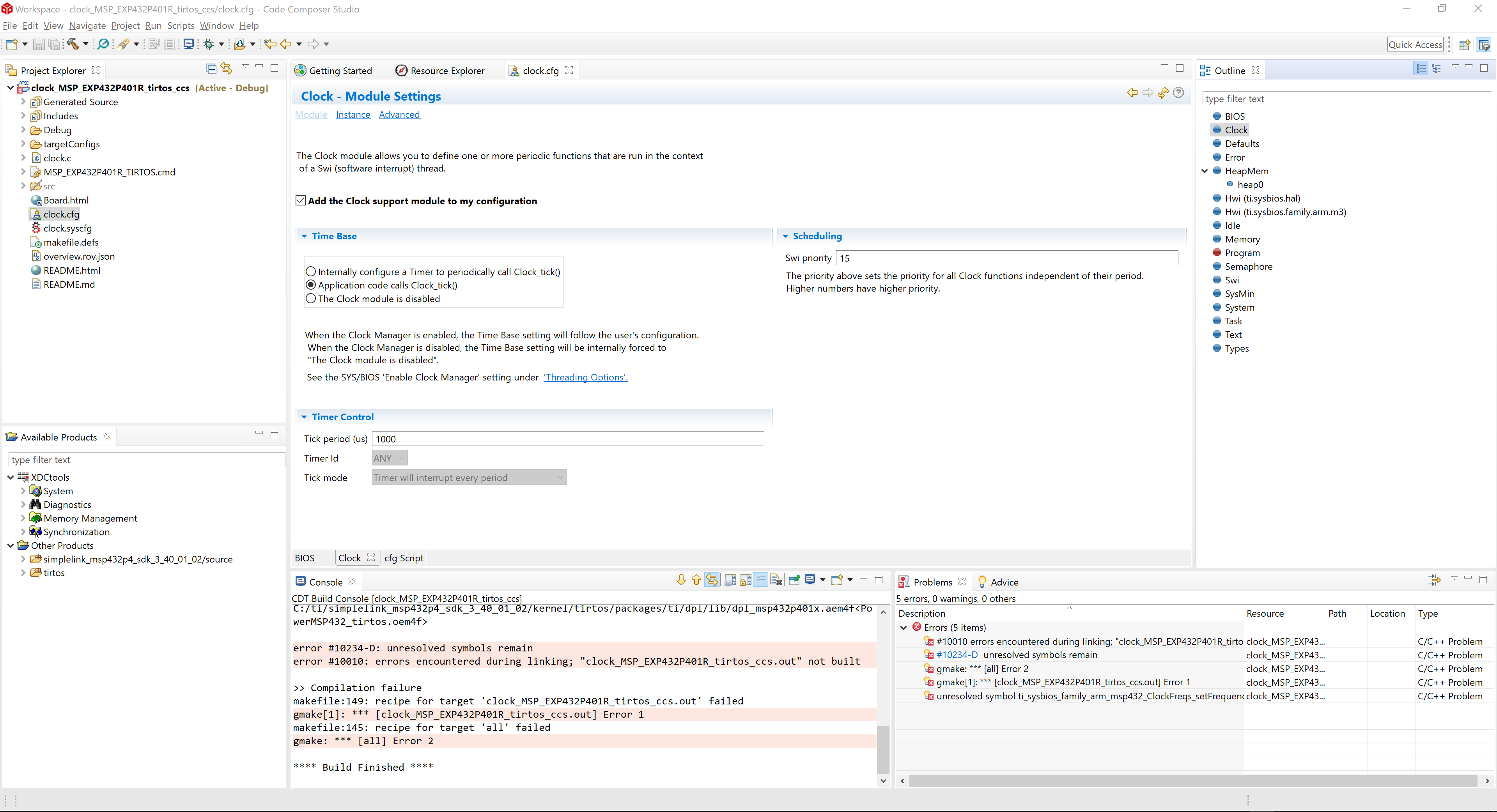 CCS/MSP432P401R: An error when changing Clock.tickSource to Clock.TickSource_USER - MSP low ...