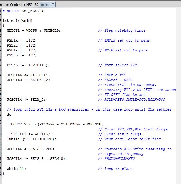 MSP430F5529: MSP430F5529 clock output at PIN - MSP low-power microcontroller forum - MSP low ...