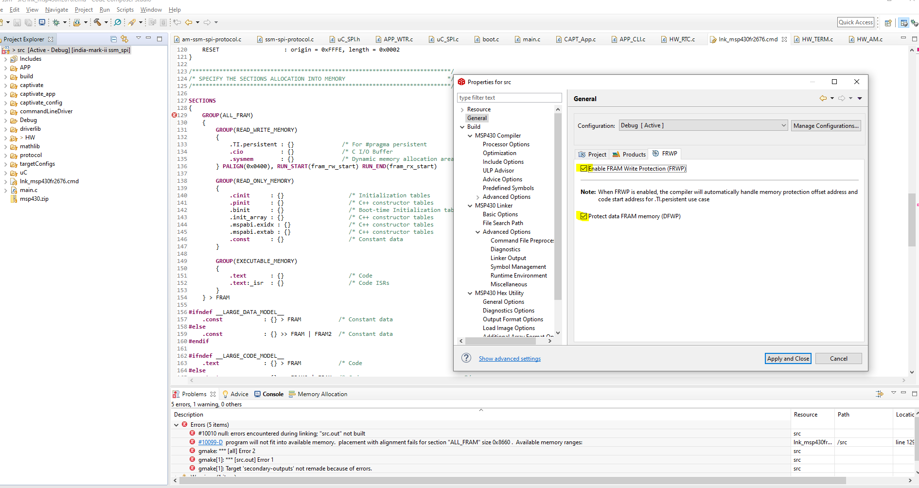 CCS/MSP430FR2676: Can't link beyond lower 32k. - MSP low-power ...