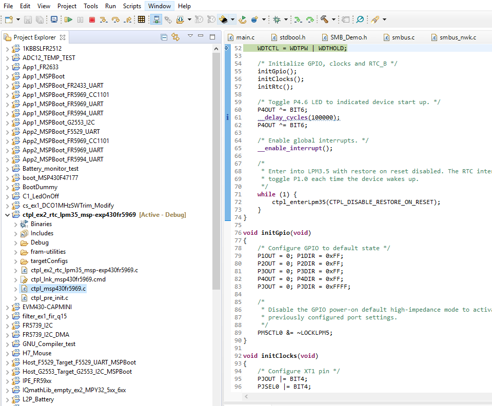 Msp430fr5969 Official Code Demo Ctplex2rtclpm35 Lpm35 With Rtc Wakeup Have Errors