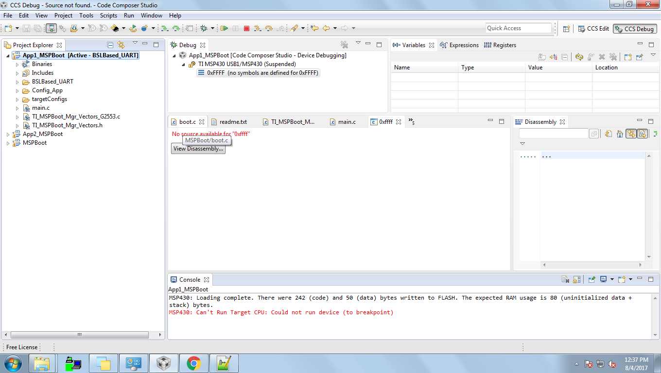Msp430g2553 App1mspboot Is Getting Error Msp Low Power Microcontroller Forum Msp Low Power