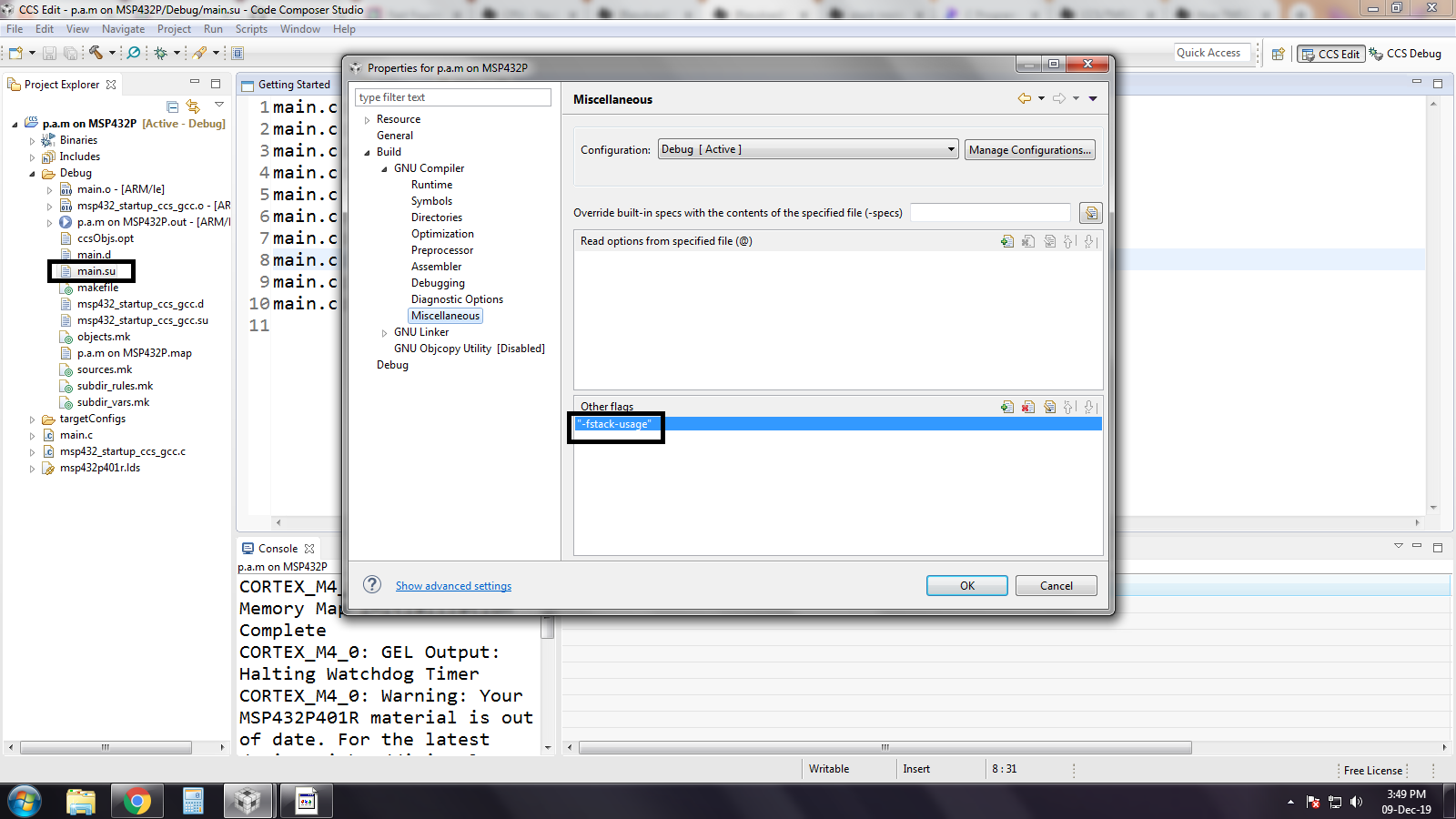 MSP432P401R: How to change stack and heap size in ccsv6 gcc compiler. - MSP low-power ...