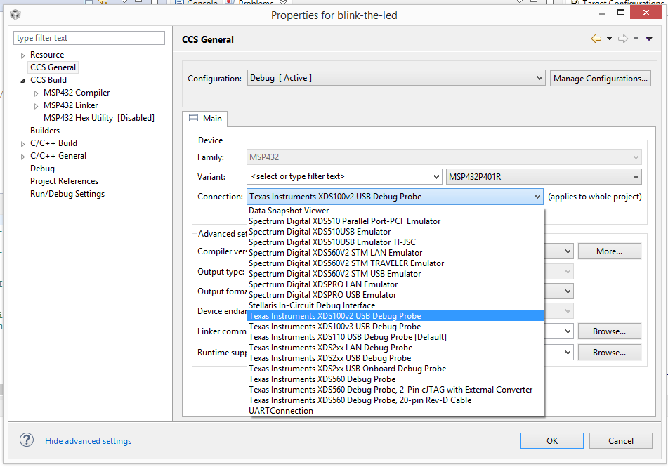 How to tell CCS to use MSP-FET to connect to MSP432 via MSP-FET-432ADPTR - MSP low-power ...