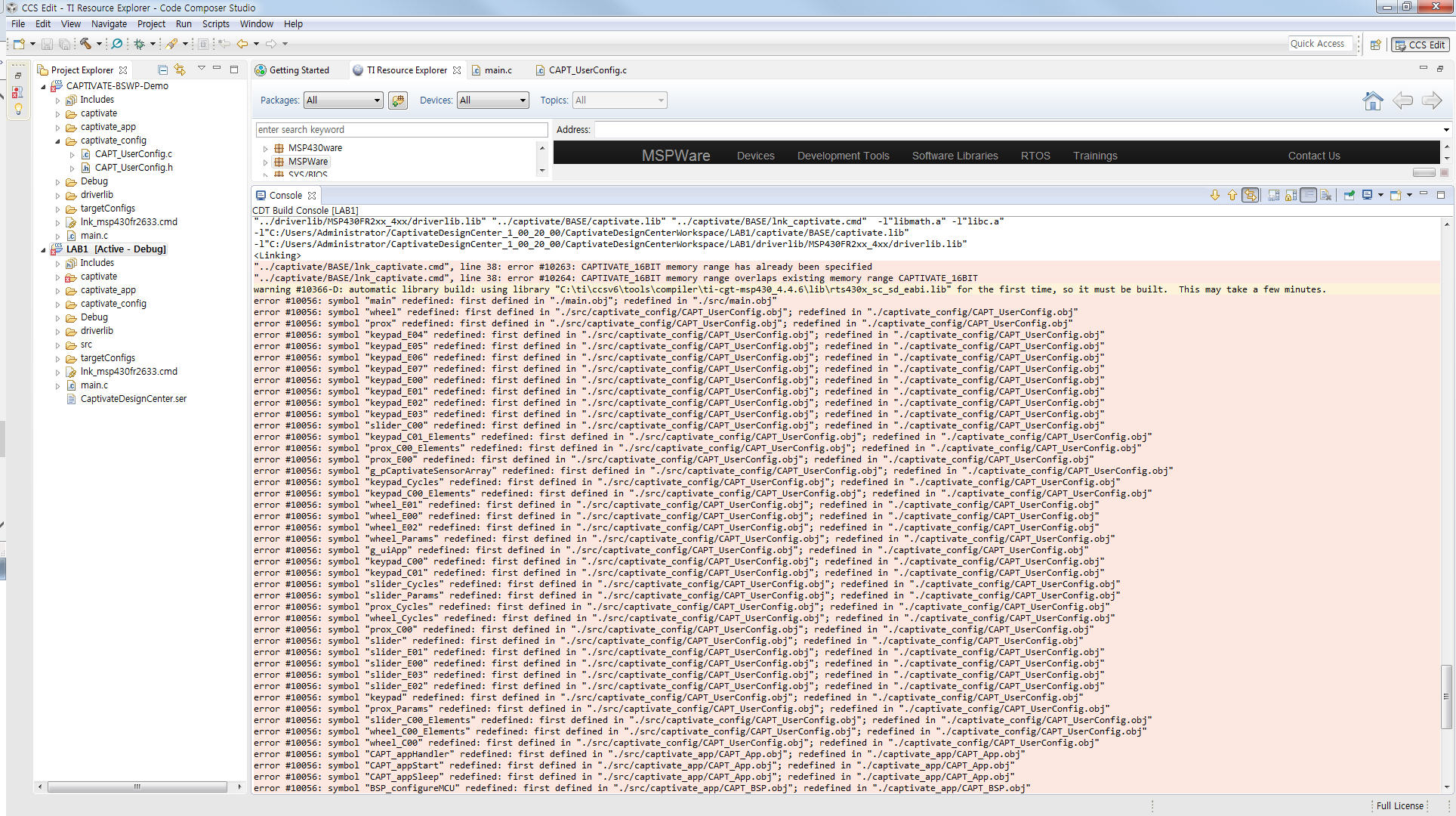 Can't build CaptTIvate project at CCS V6.1.1 - MSP low-power microcontroller forum - MSP low ...