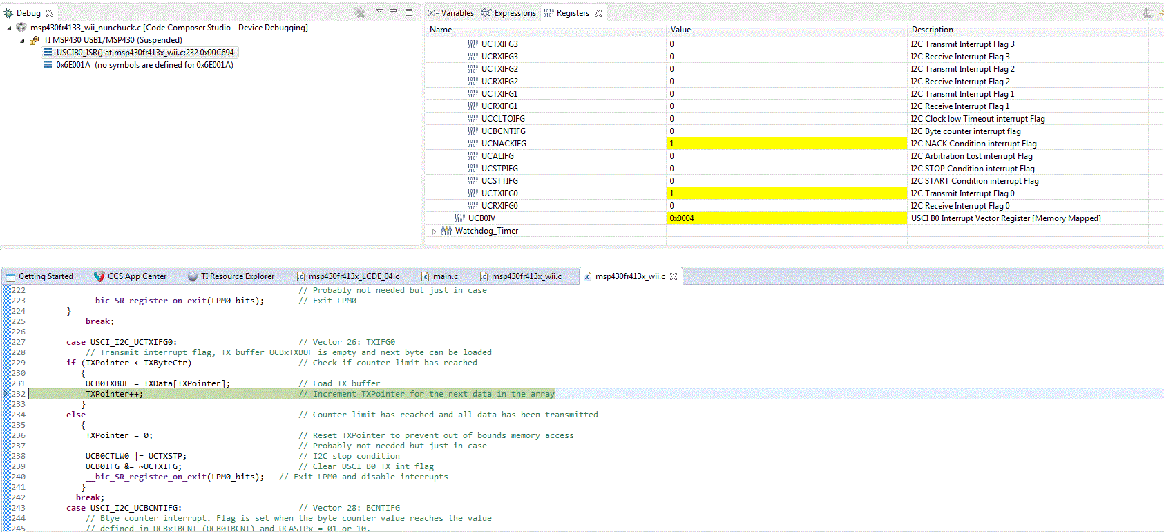 Interrupt Driven I2C Design for Wii Nunchuck - MSP low-power microcontroller forum - MSP low ...