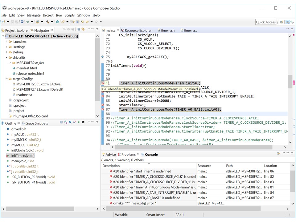 CCS/MSP430FR2355: devlib.h and devlib.c not being discovered in timer routine. - MSP low-power ...