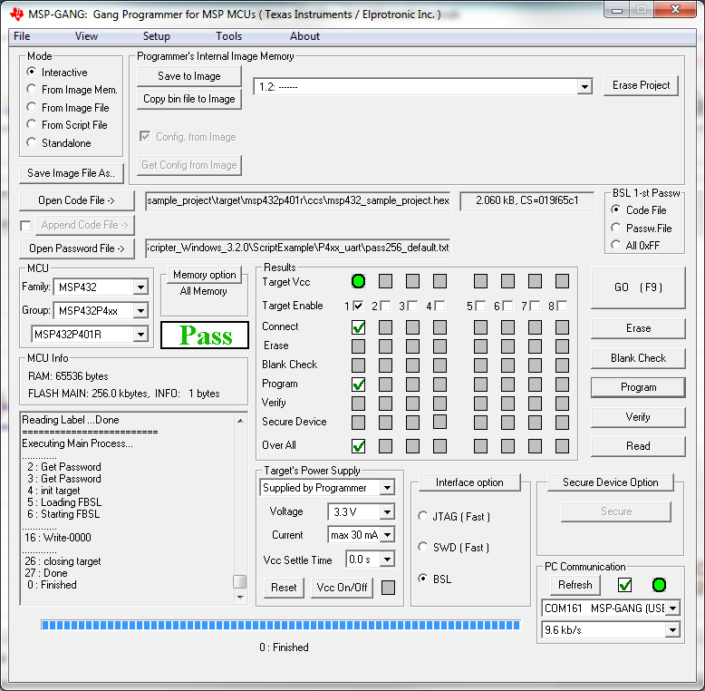 MSP432P401R: How to use MSP-GANG programmer to download application for MSP432 in BSL mode ...