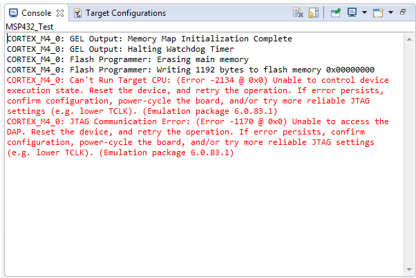Issues With The Debug Xds110 And Msp432 Msp Low Power Microcontroller Forum Msp Low Power