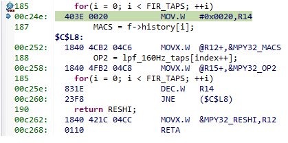 CCS/MSP430FR5994: Compiler strange behaviour generating for loops - MSP low-power ...