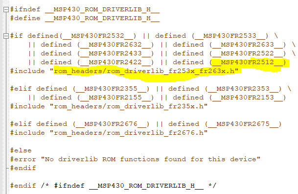 CCS/MSP430FR2512: ROM DriverLib access - MSP low-power microcontroller forum - MSP low-power ...