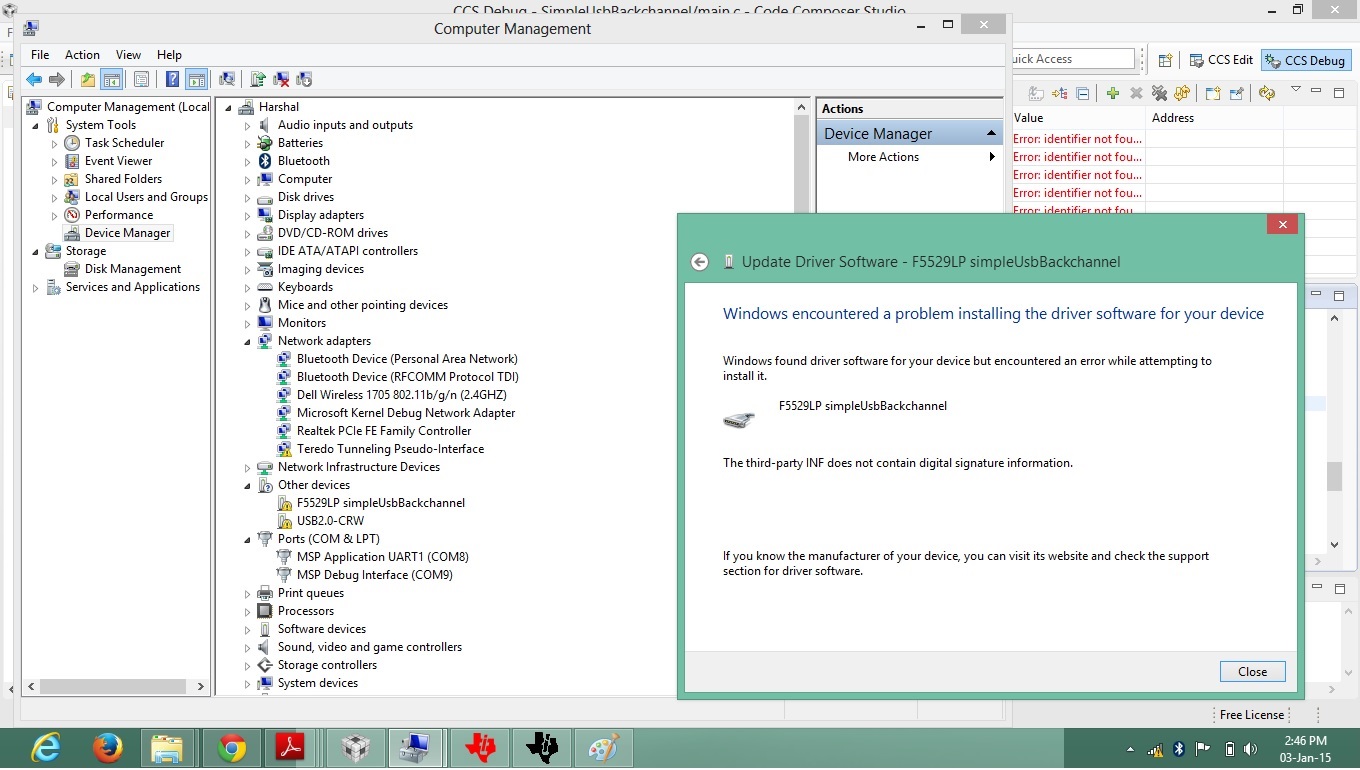 communication between 2 uart (USCIA0 and USCIA1) of msp430F5529 launchpad - MSP low-power ...