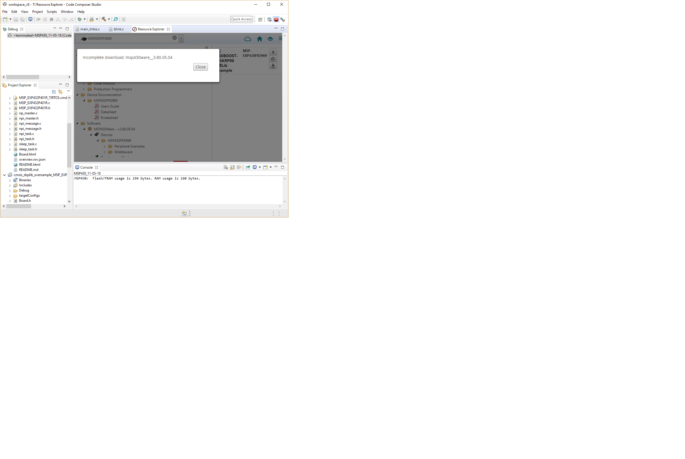 CCS/MSP430FR5969: Incomplete download: msp430ware_3.80.05.04 - MSP low-power microcontroller ...